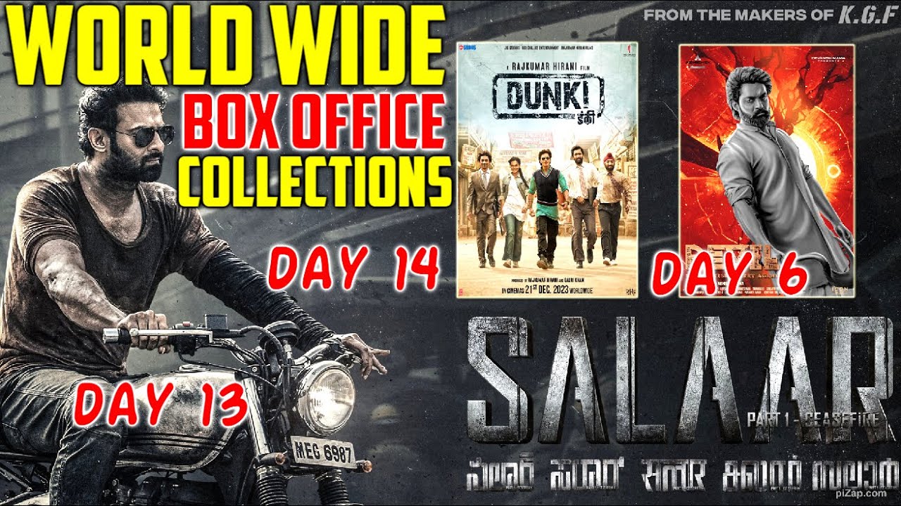 Salaar 13 Days Worldwide Collections | Devil 6Days Collections | Dunki ...