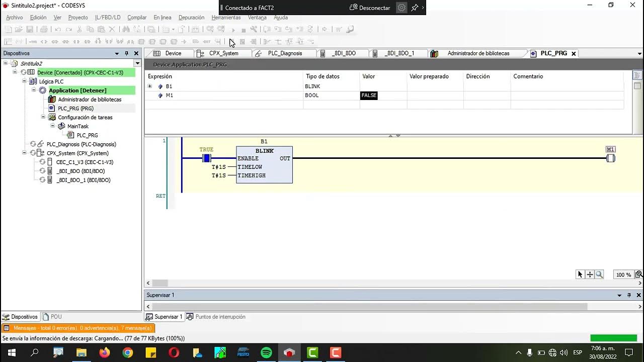 FESTO - CoDeSys v3.5 Sp7 - Adición de bibliotecas y configuración de bloque funcional BLINK ...