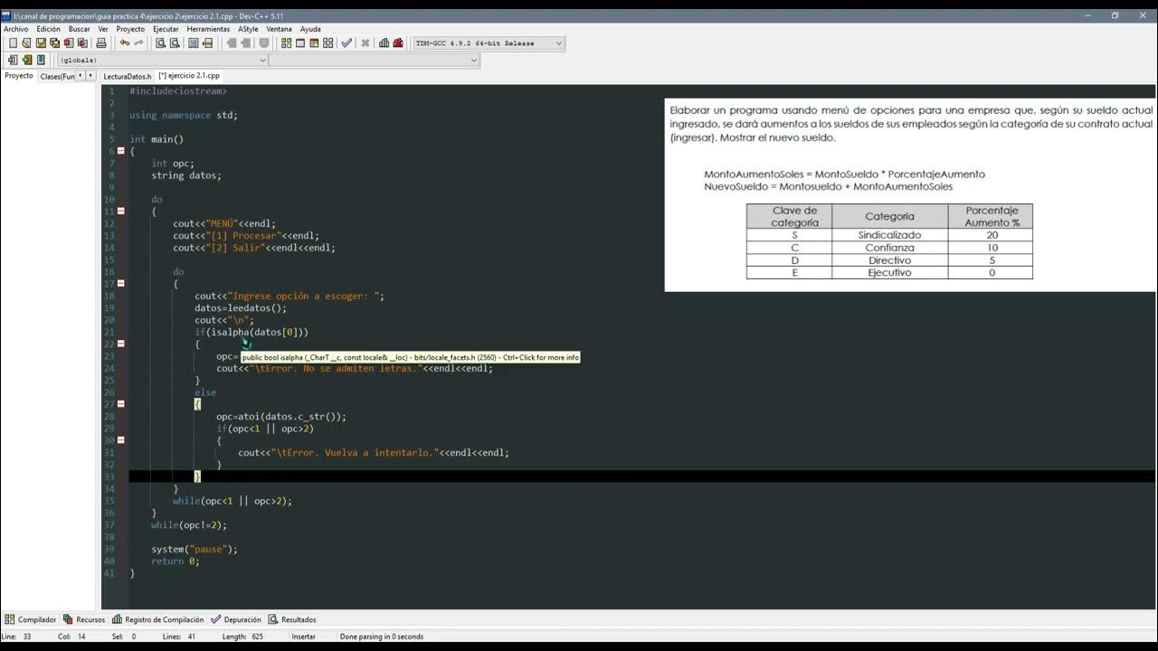 Dev c++ - Elaborar un programa usando menú de opciones para una empresa ...