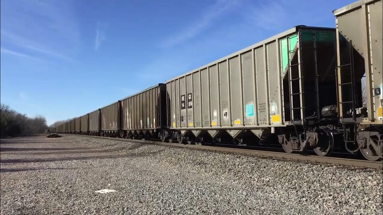 KCSM!! BNSF SD70ACE Leads a loaded coal with a KCSM SD70ACE Trailing and an H2 SD70MAC DPU ...