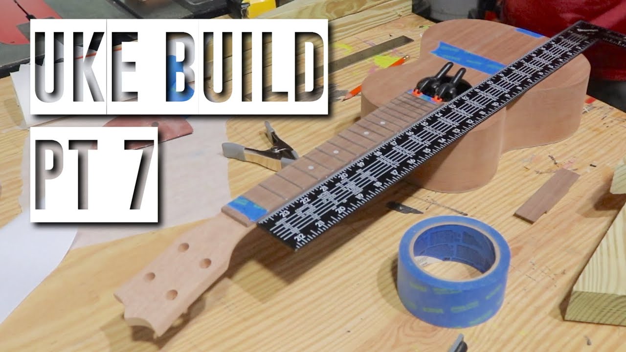 StewMac Ukulele Kit part 7 // neck glue-up and bridge layout - YouTube