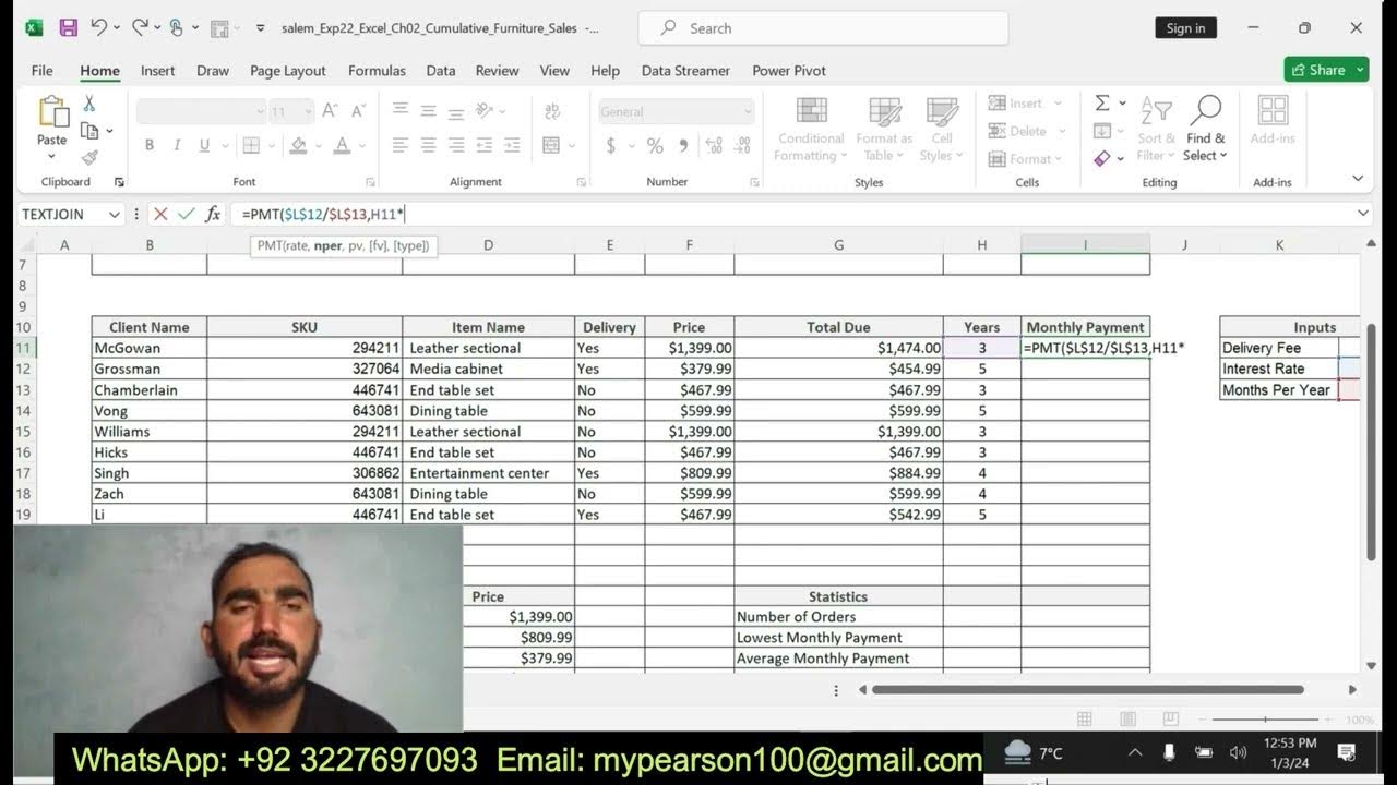 Exp22_Excel_Ch02_Cumulative - Garten Furniture | Excel Chapter 2 Cumulative - Furniture Sales ...