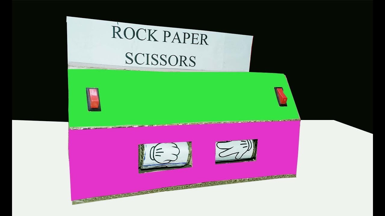 rock paper scissors play machine from cardboard - YouTube