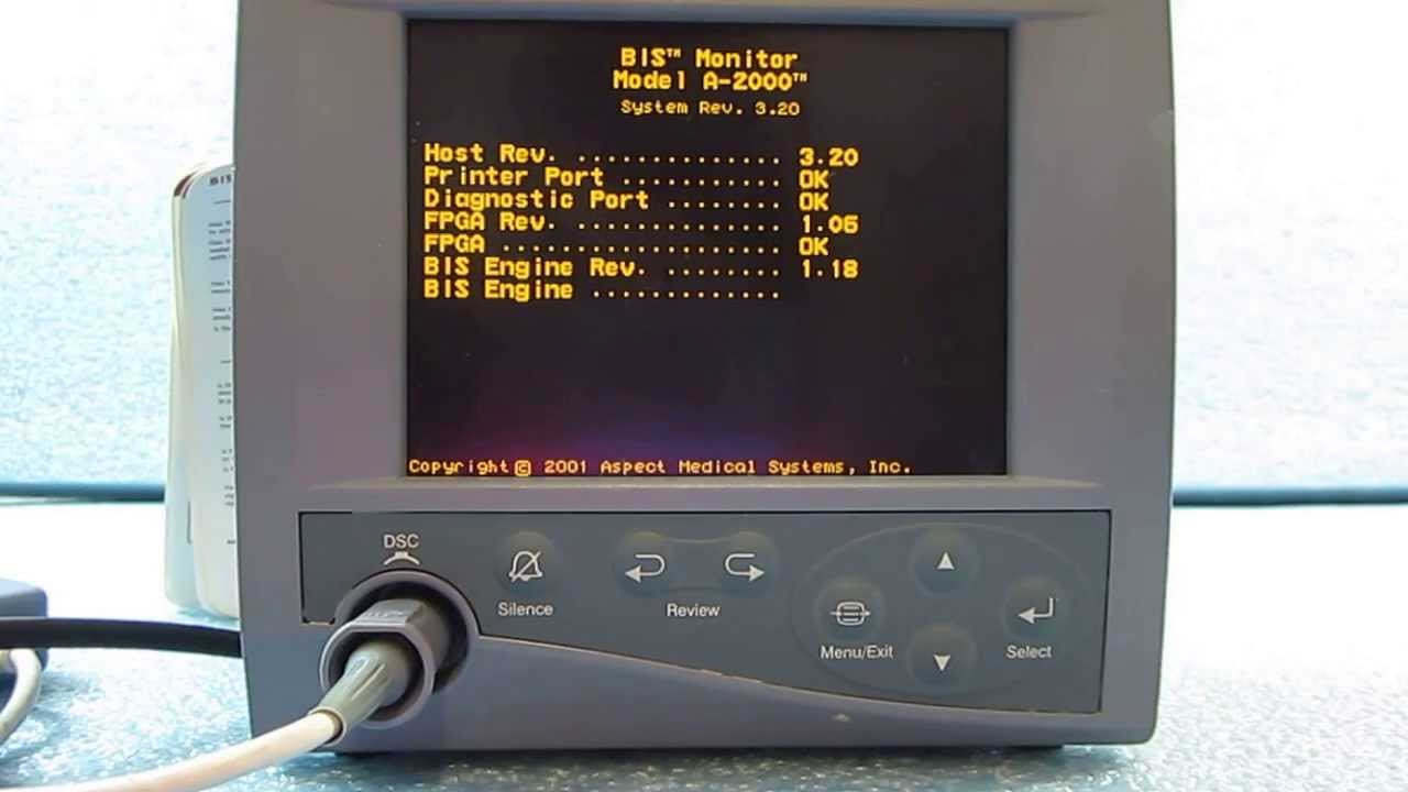 Aspect Medical Model A-2000, P/N 185-0070 Bispectral Index (BiS ...
