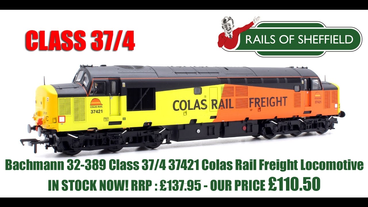 Bachmann OO 32-389 Class 37 421 Colas Rail Freight Diesel Locomotive ...