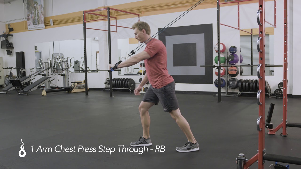 1-Arm Chest Press Step Through: RB - YouTube