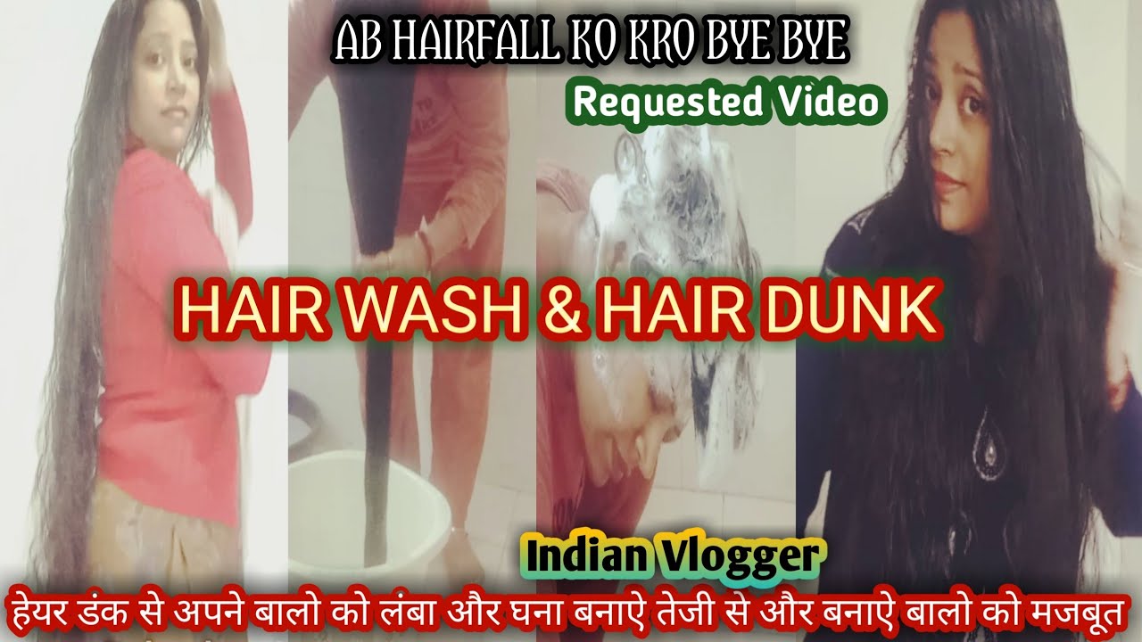 Hair Wash & Hair Dunk | village morning hair wash | Long and wet ...