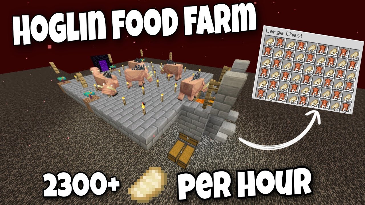 Minecraft Hoglin Food and Leather Farm - Super Easy- 2500+ Items Per ...