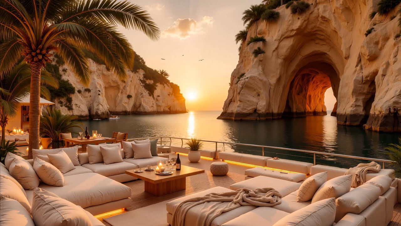 Cozy Sunset at a Luxury Retreat 🌅 Peaceful Cove & Relaxing Jazz ...