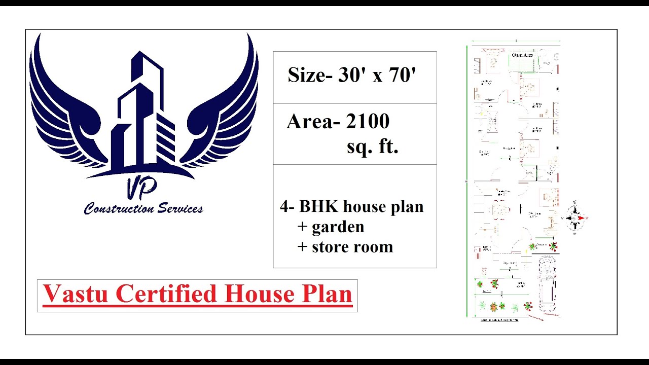 30 x 70 House Plan- 4 BHK with Big Garden || Ground Floor Plan- 3 - YouTube