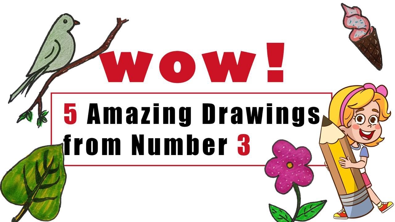 How to draw 5 cute things from 2 number step by step in easy way. - YouTube