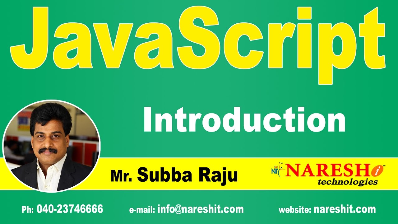Introduction To Javascript Javascript Tutorial Mr Subba Raju Youtube