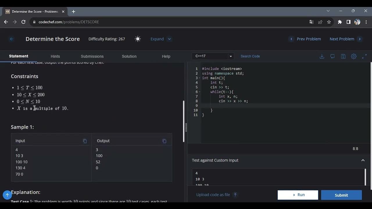 determine the score codechef problem solution - YouTube