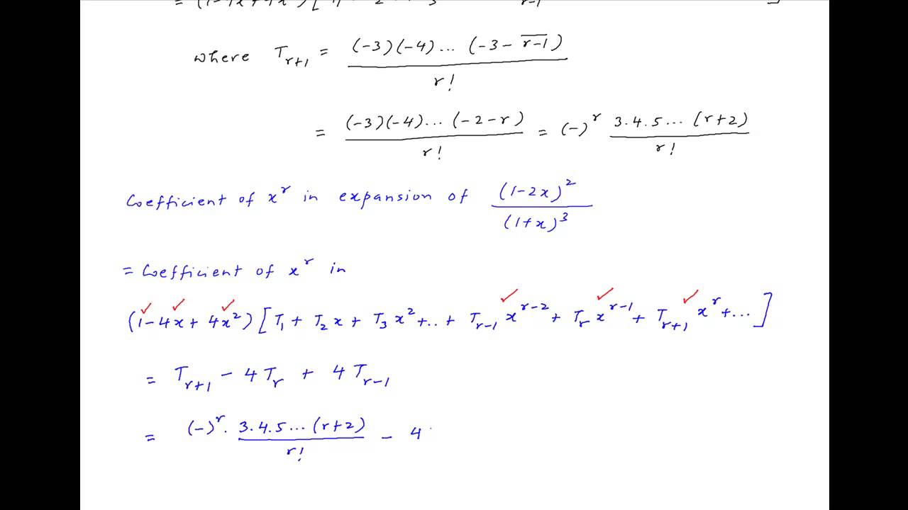 Find coefficient of x raised to power r in expansion of square(1-2x ...