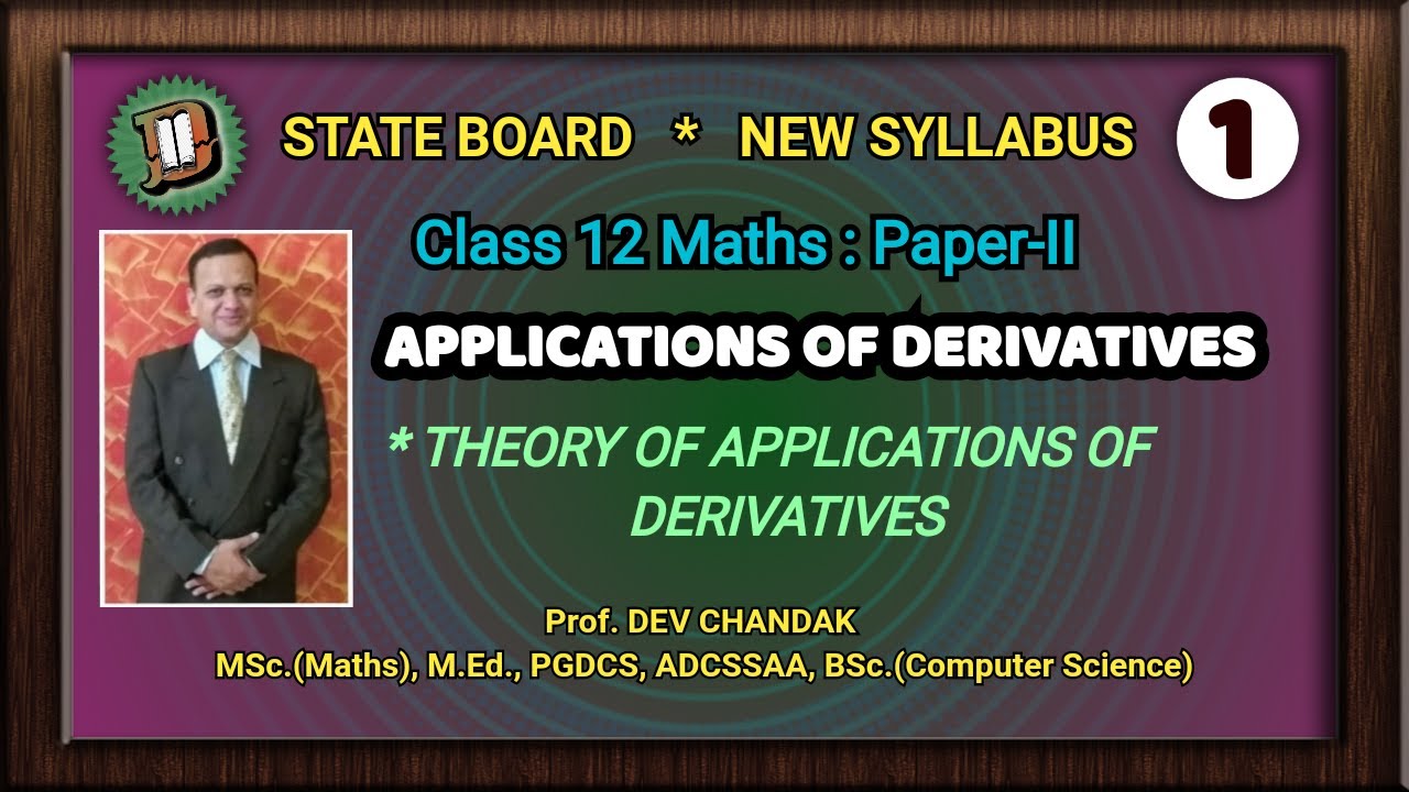 APPLICATIONS OF DERIVATIVES | THEORY OF AOD | 12 CLASS MATH'S II NEW ...