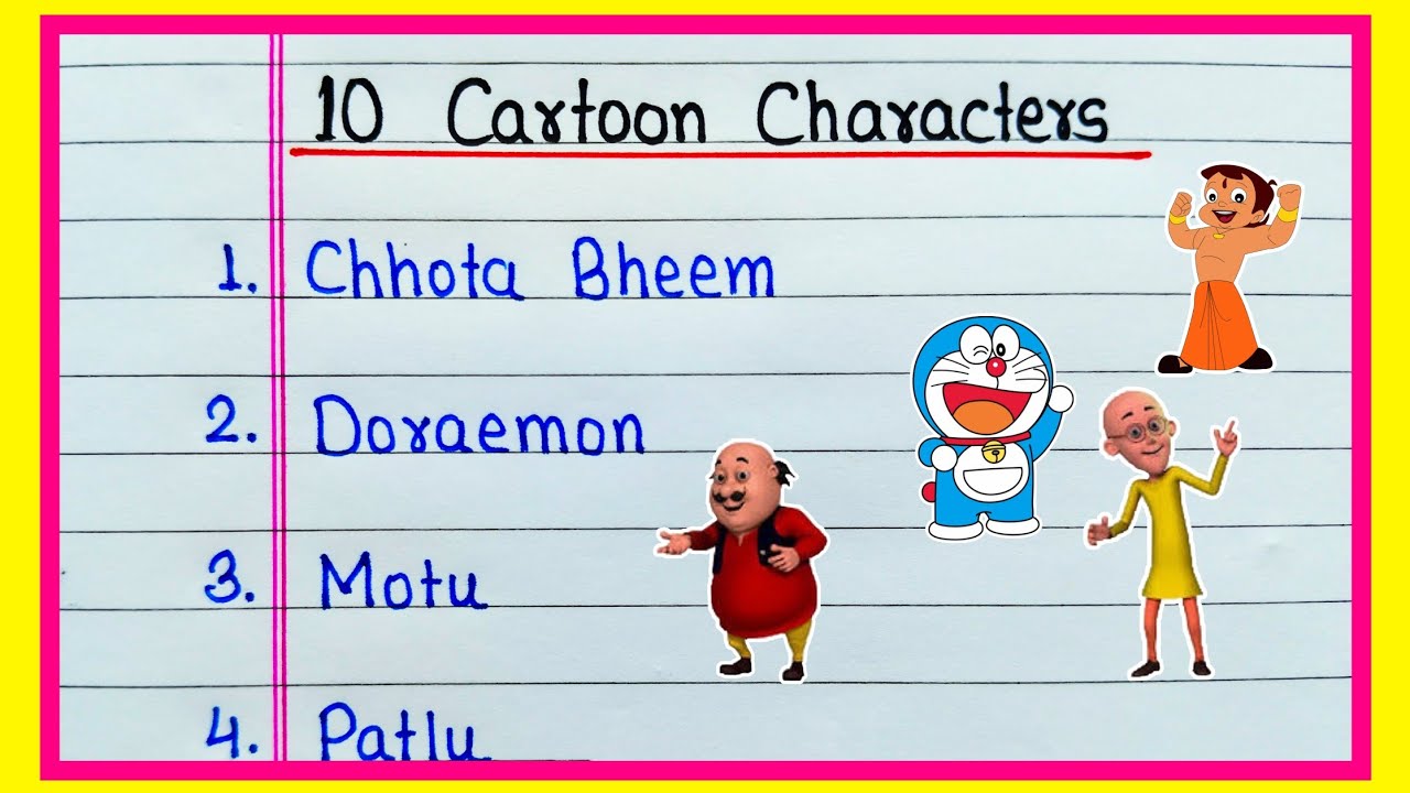 10 Cartoon Characters Name | 10 Names of cartoon characters in English ...