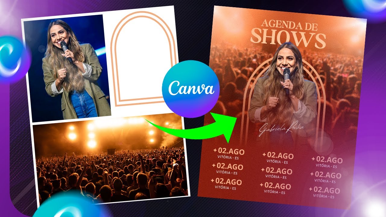 😮Como Fazer BANNER para AGENDA DE SHOWS PROFISSIONAL no Canva Gratuito ...