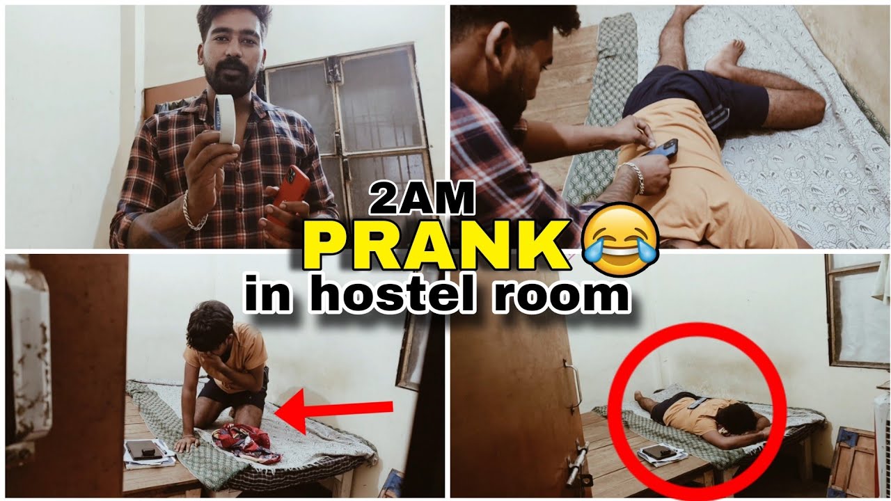 PRANK!! BOYS HOSTEL ROOM AT 2PM 🤣 | hidden phone prank with my friend - YouTube