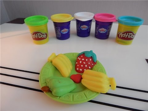 How to Make Play Doh Fruit Assortment - Strawberries, Bananas, Apple ...