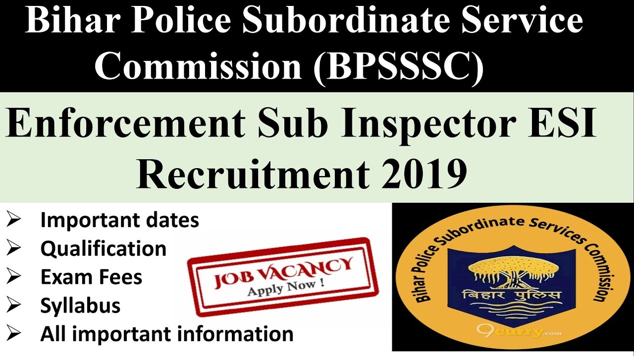 "BPSSC ESI Online form" Full details| #Enforcement Sub Inspector|#BPSSC ...