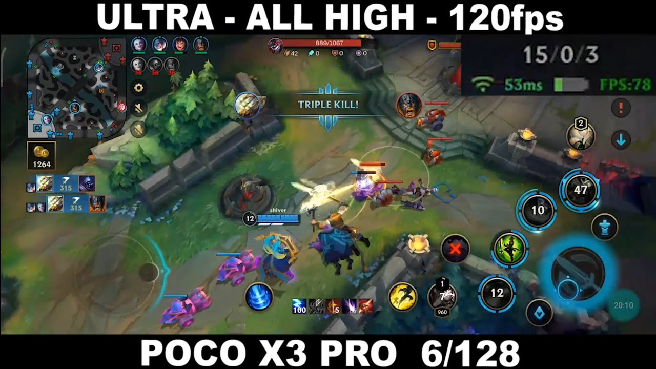 League Of Legends Wild Rift High Ultra Settings 120fps on POCO X3 PRO 6 ...