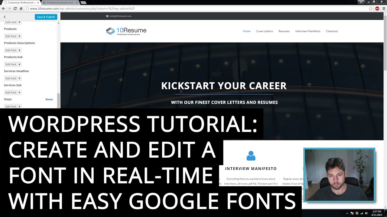 Wordpress Tutorial - Create and edit fonts in real-time using Easy ...