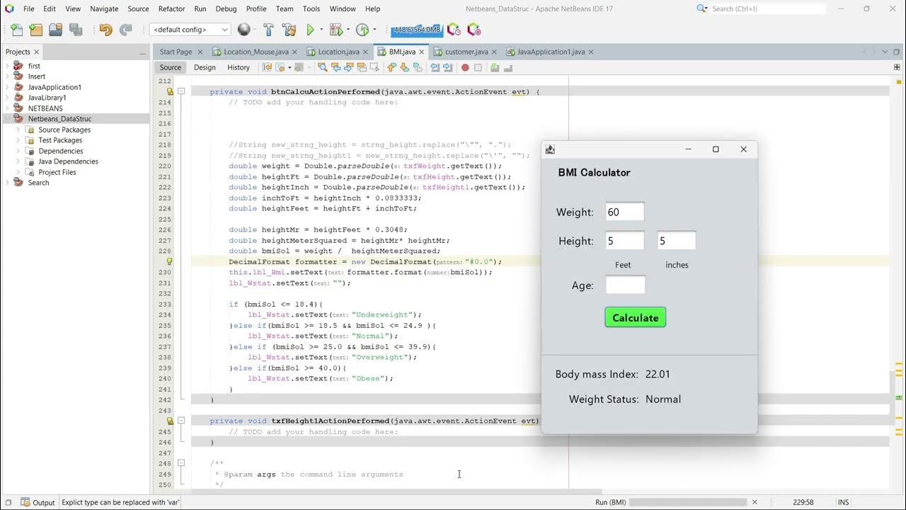 2023 05 17 20 44 01 || BMI Calculator NetBeans - YouTube