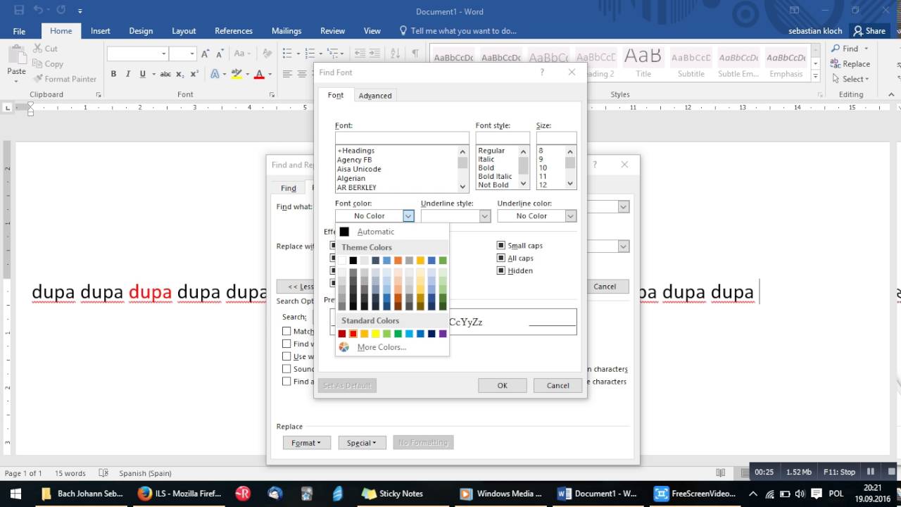 font color change - YouTube