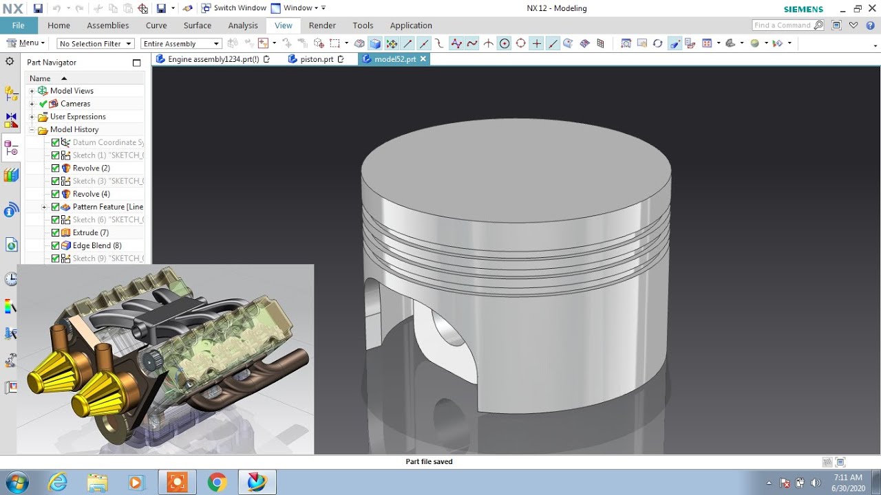 #NX Assembly #V6 Engine assembly #Piston - YouTube