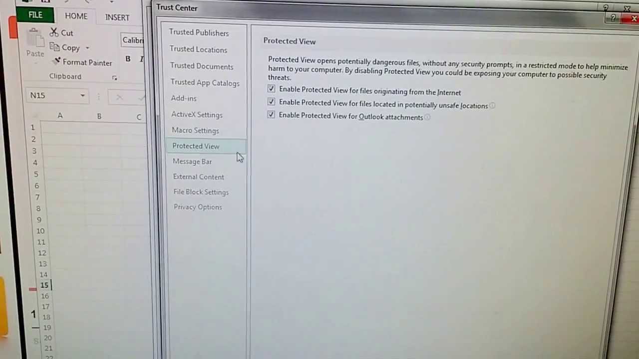 How To Disable Protected Mode In Excel 2013 Office Youtube