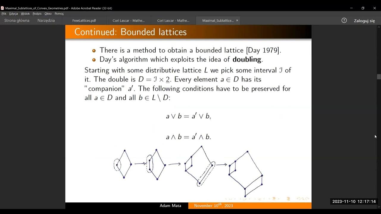Nov 10, 2023: Adam Mata (On maximal sublattices in convex geometries) - YouTube