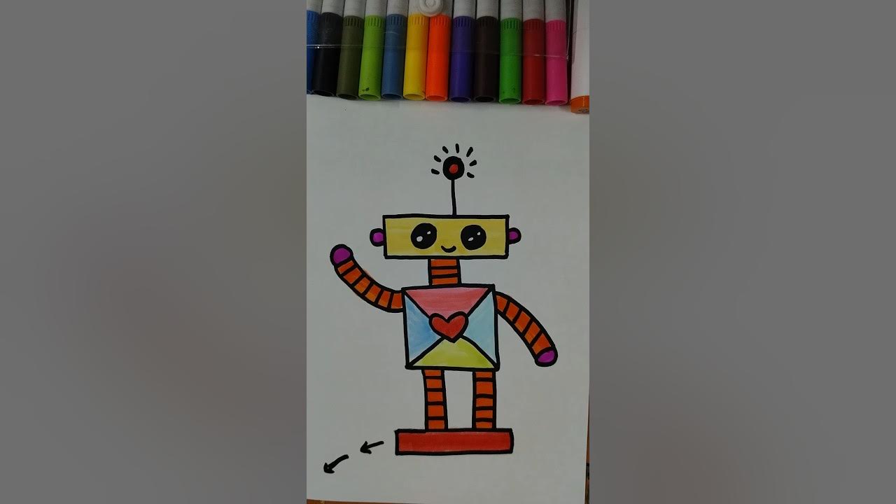 Robot drawing for kids| how to draw robot step by step #drawing #kids # ...