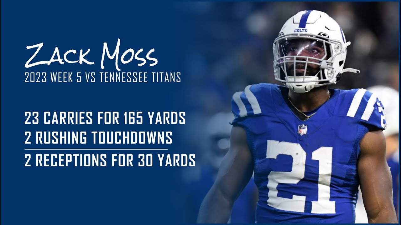 Zack Moss Every Run and Catch vs Tennessee Titans | 2023 Week 5 ...