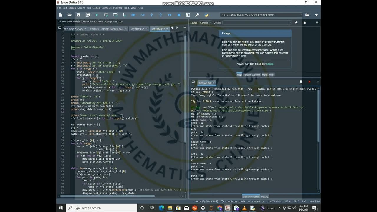 Converting NFA to DFA in Python: A Step-by-Step Guide - YouTube