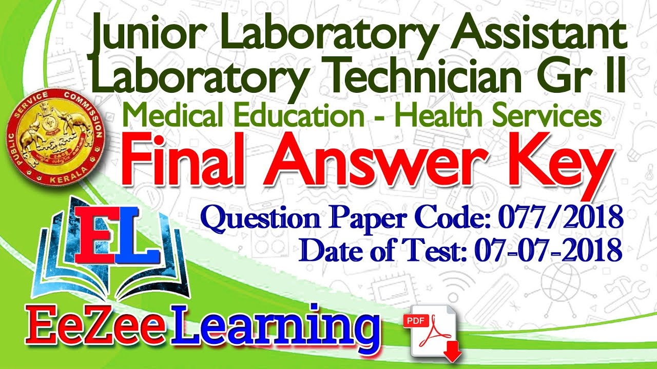 Junior Laboratory Assistant - Laboratory Technician Gr 2 | Final Answer Key | 077/2018 | 07-07 ...