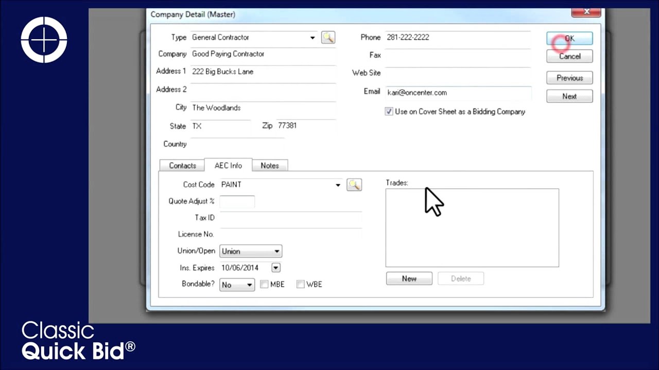 Quick Bid : Master Database – Contacts - YouTube