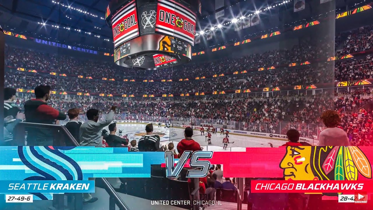 Seattle Kraken vs Chicago Blackhawks 10/23/2022 NHL 23 Gameplay - YouTube