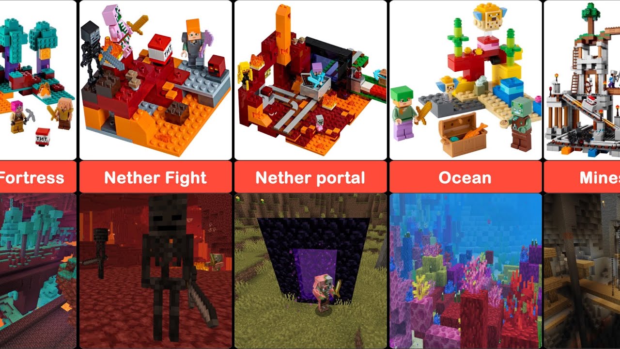 Minecraft Structures and Their Lego Copies - Comparison - YouTube