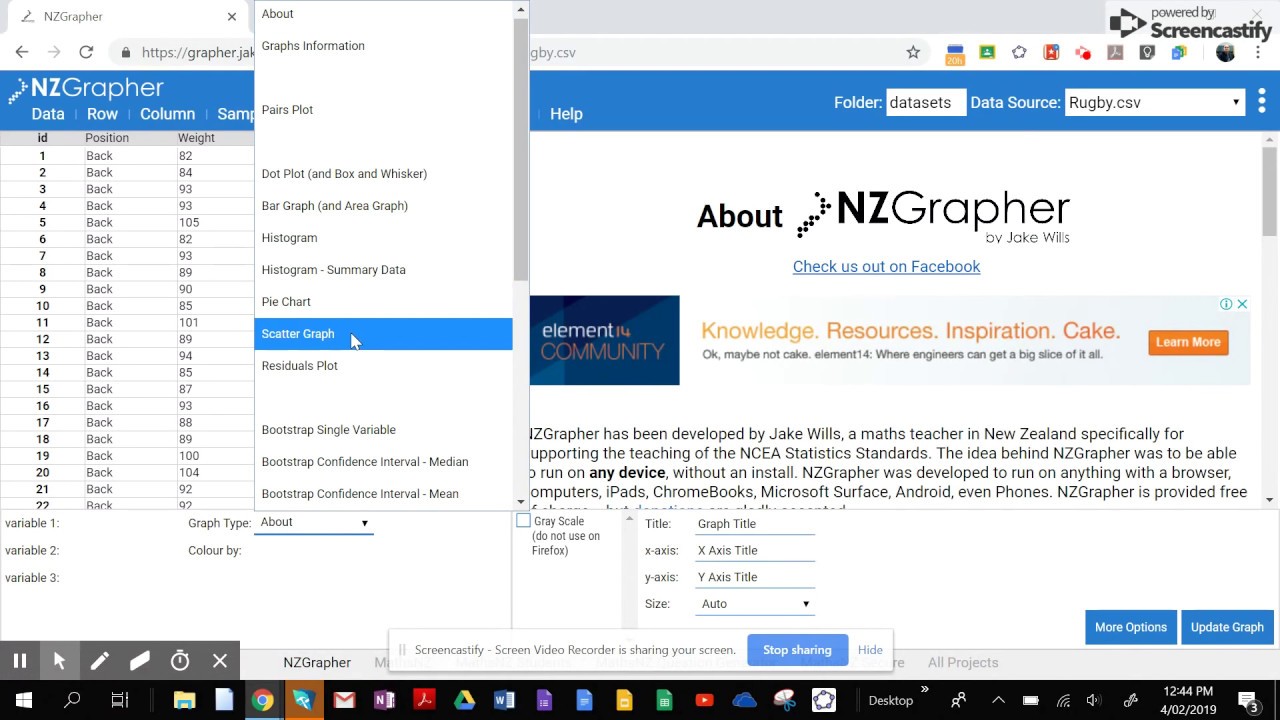Scatter graph of Rugby Players from NZGRAPHER - 1 - YouTube