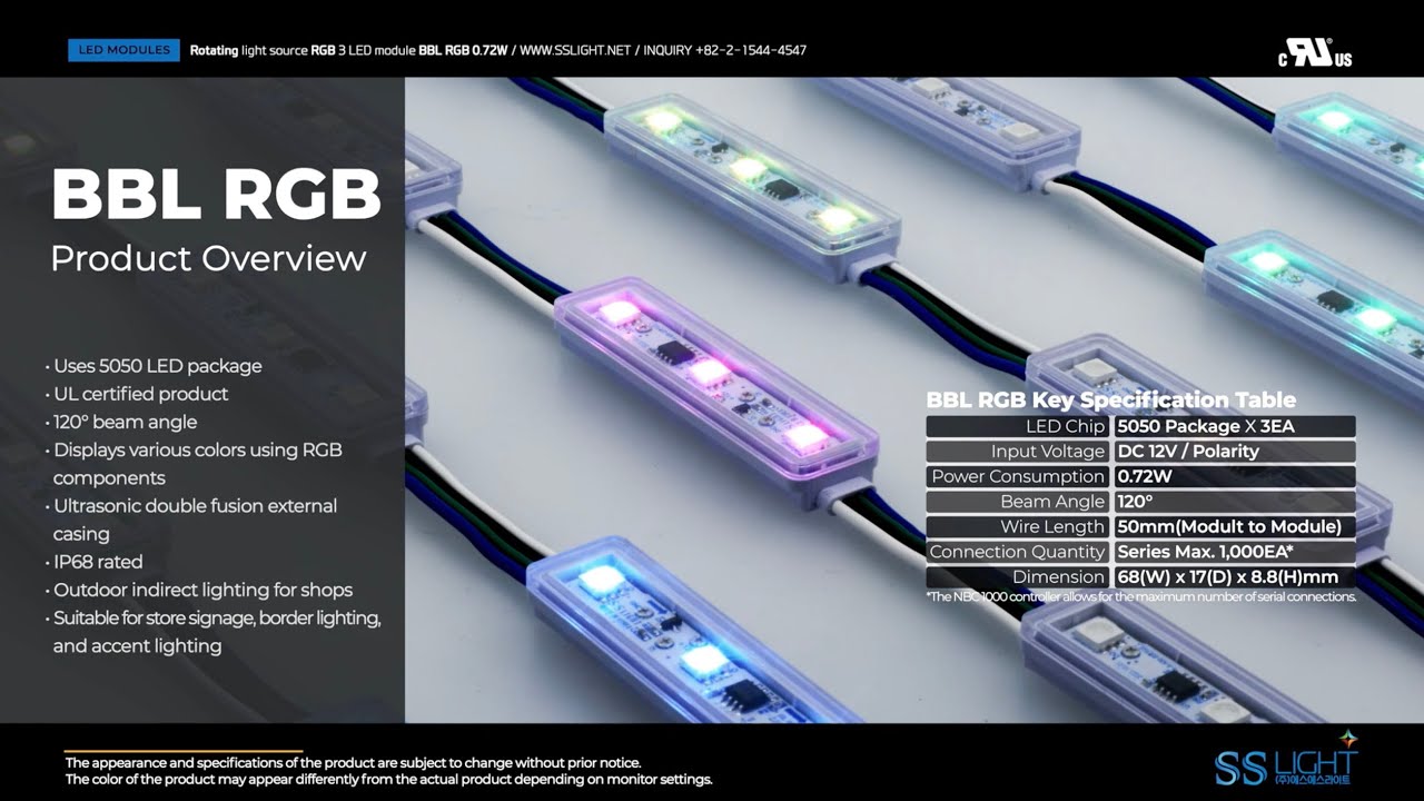 Rotating light source, BBL RGB 3 LED module for sign or border - YouTube
