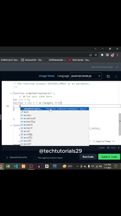 JavaScript Solution to HackerRank's Simple Array Sum Problem | Short Tutorial - YouTube