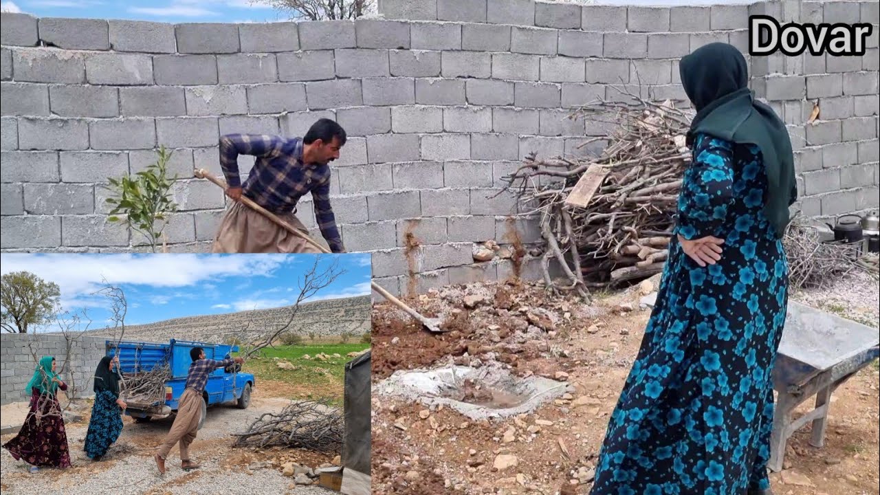 Foundations and Fuel: Building a Canopy and Gathering Firewood in Nomadic Life🌳🛖 - YouTube