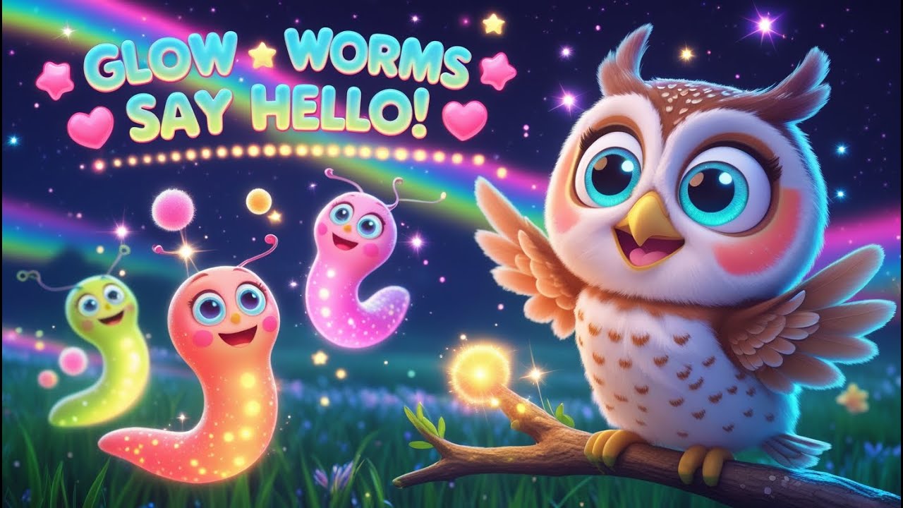🌟 Glow Worms Say Hello! 🪱 | Magical Kids Nursery Rhyme Song with Owl ...