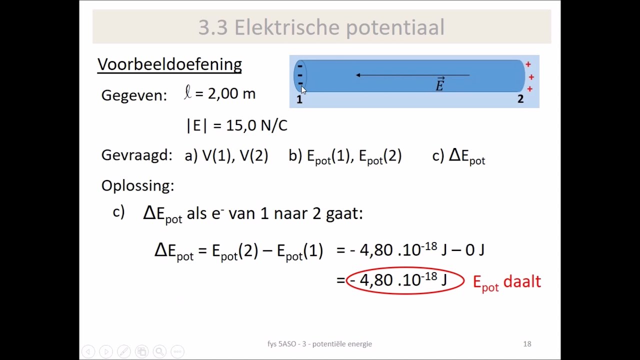 elektrische potentiële energie en potentiaal - voorbeeldoefening - YouTube