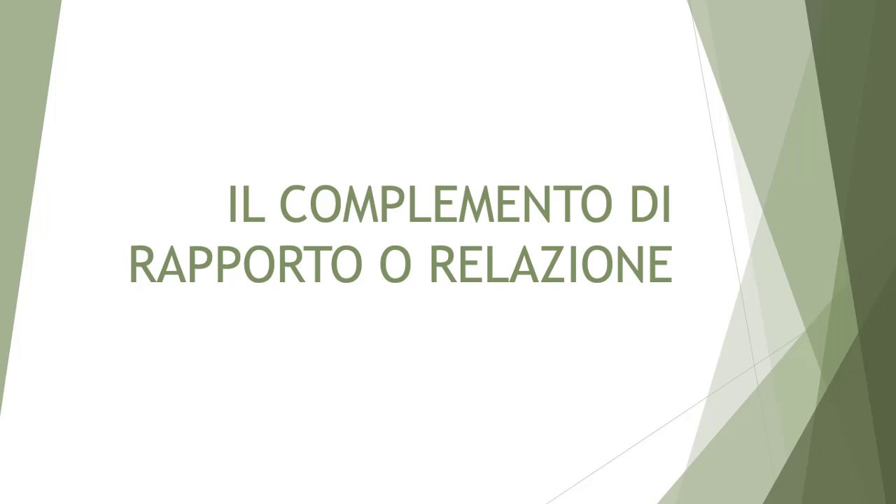Il complemento di rapporto o relazione - YouTube