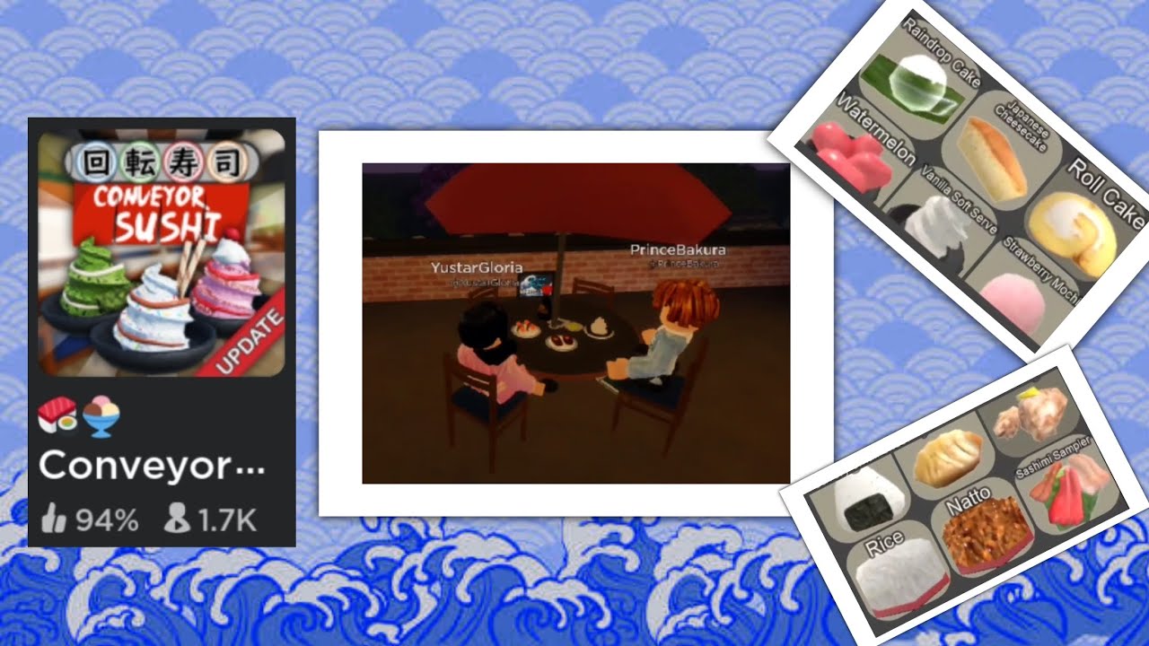 [Roblox] "Converyor Sushi Restaurant" New yummy foods with a friend 😁 ...