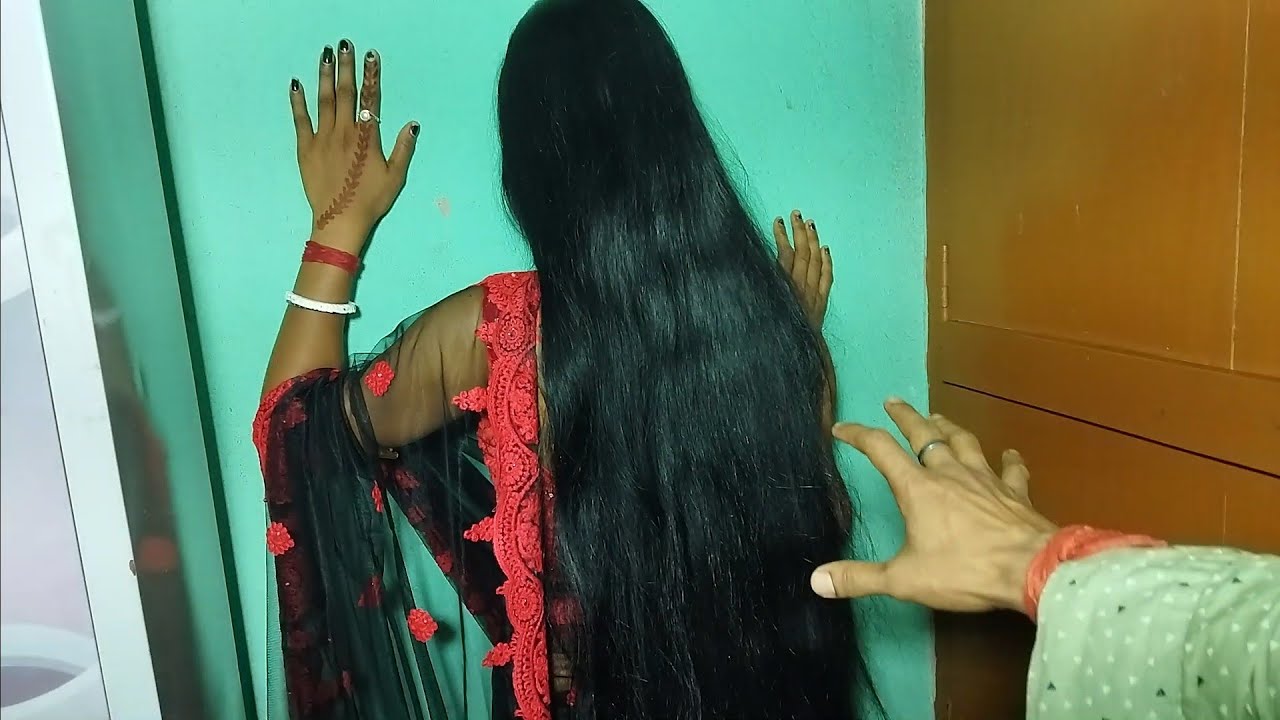 Beautiful Woman Long Hair Pulling For Husband | Hair Pulling For Black ...