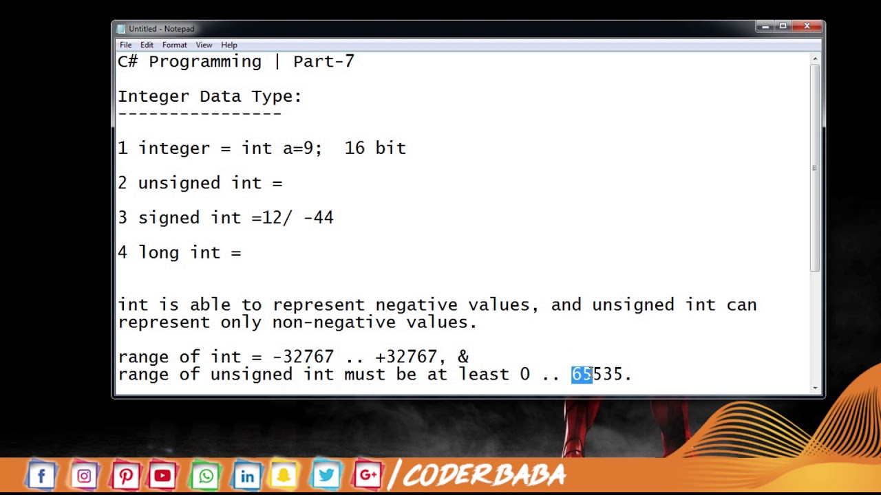 C Programming Part 7 Signed Int Vs Unsigned Int YouTube