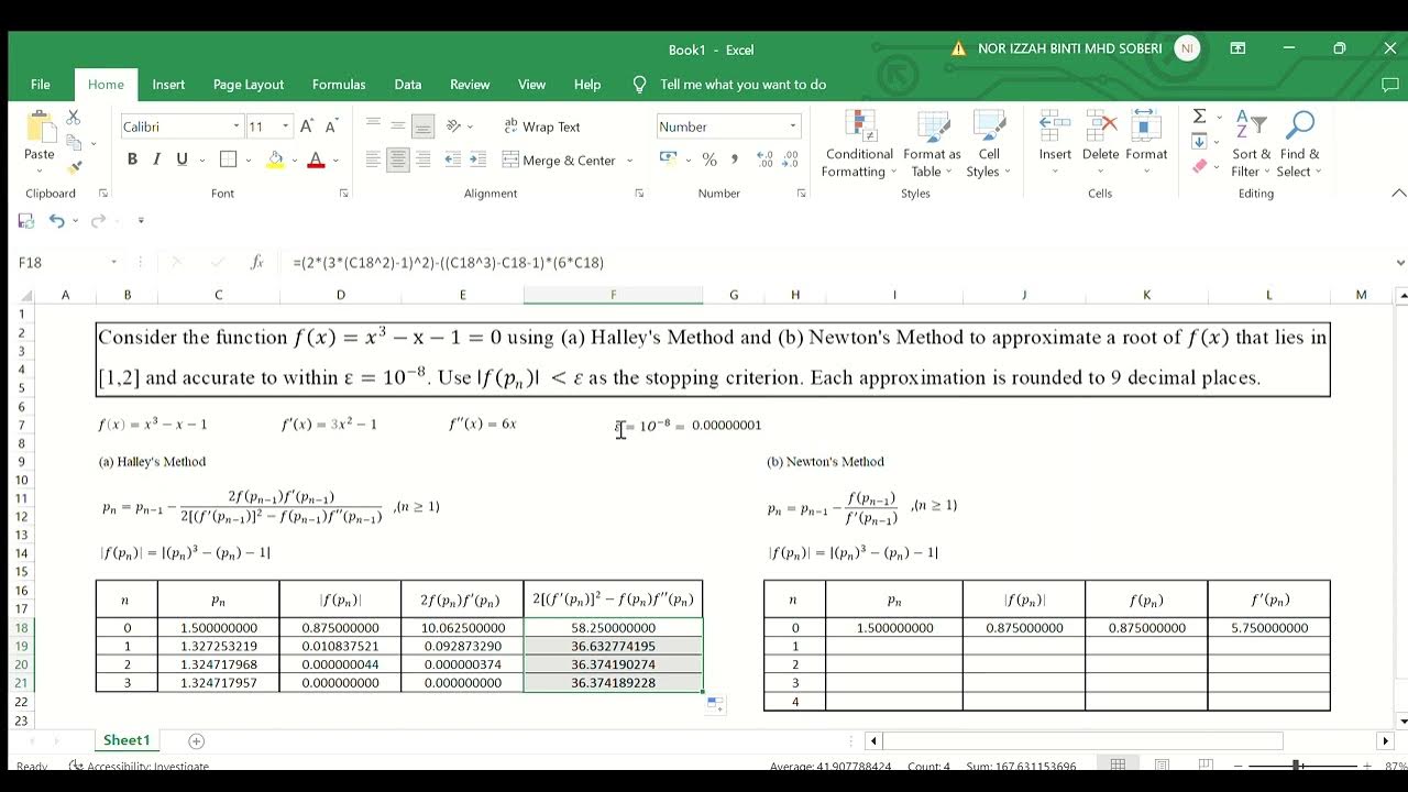 Halley's Method and Newton's Method (example 1) - YouTube