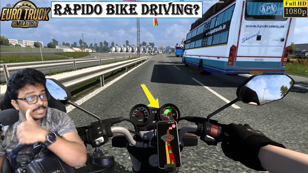 Rapido Bike Driving in ETS2 Full Fun Convoy Driving with Steering - YouTube